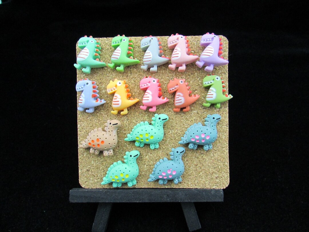 T-rex & Stegosaurus Dinosaur Push Pin Set of 15, Office Supplies for ...