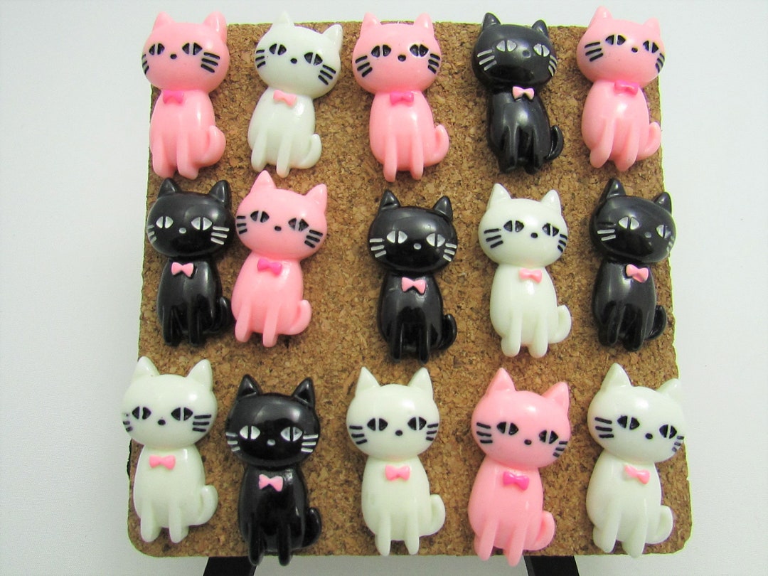 Retro Look Cat Push Pins, Kawaii Bulletin Board Decor for Kitty Lovers ...
