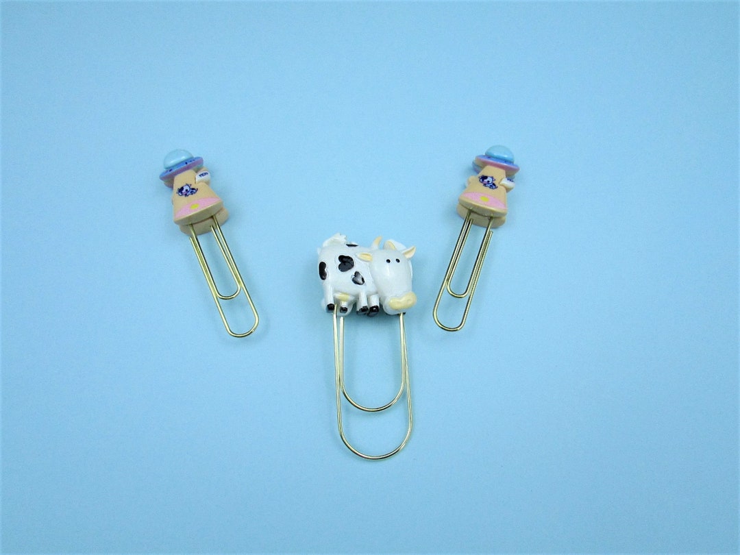 Cow Alien Abduction Paper Clip Set Fun Work Space Planner Accessories ...