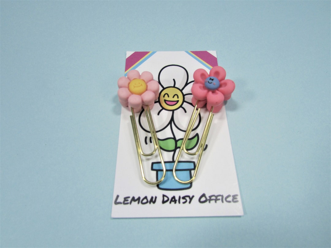 Set of 2 Double Sided Daisy Face Paper Clips Happy & Snarky - Etsy
