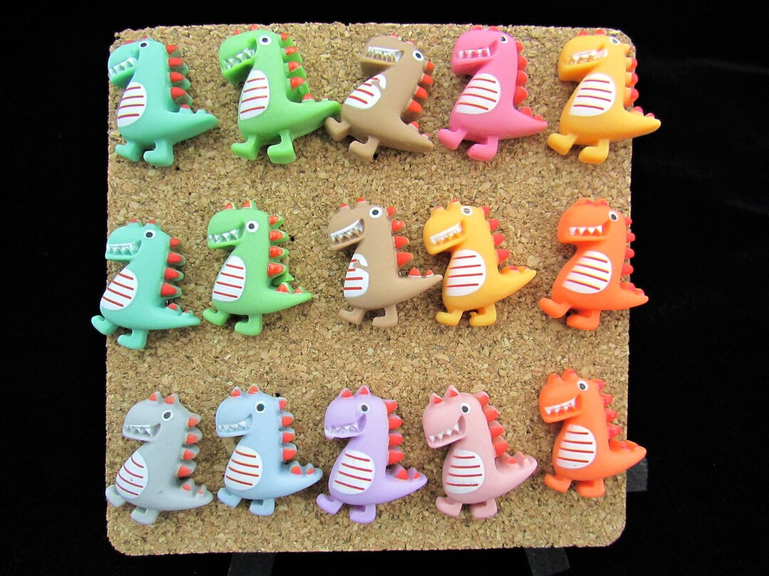 15 Colorful T Rex Dinosaur Push Pins, Mix & Match Push Pins to ...