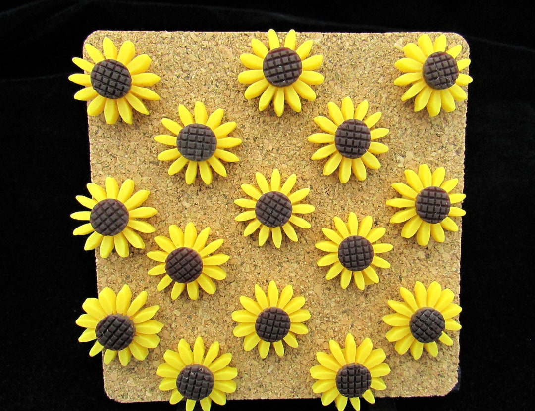 15 Sunflower Push Pins, Cute Garden Dorm Decor Thumb Tacks, Summer ...