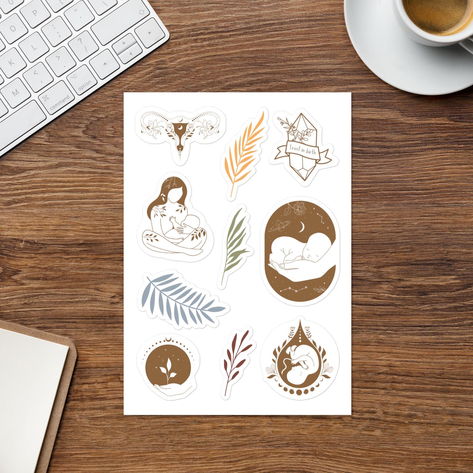 Boho Baby and Birth Sticker Set | Antenatal & Postnatal Botanical ...