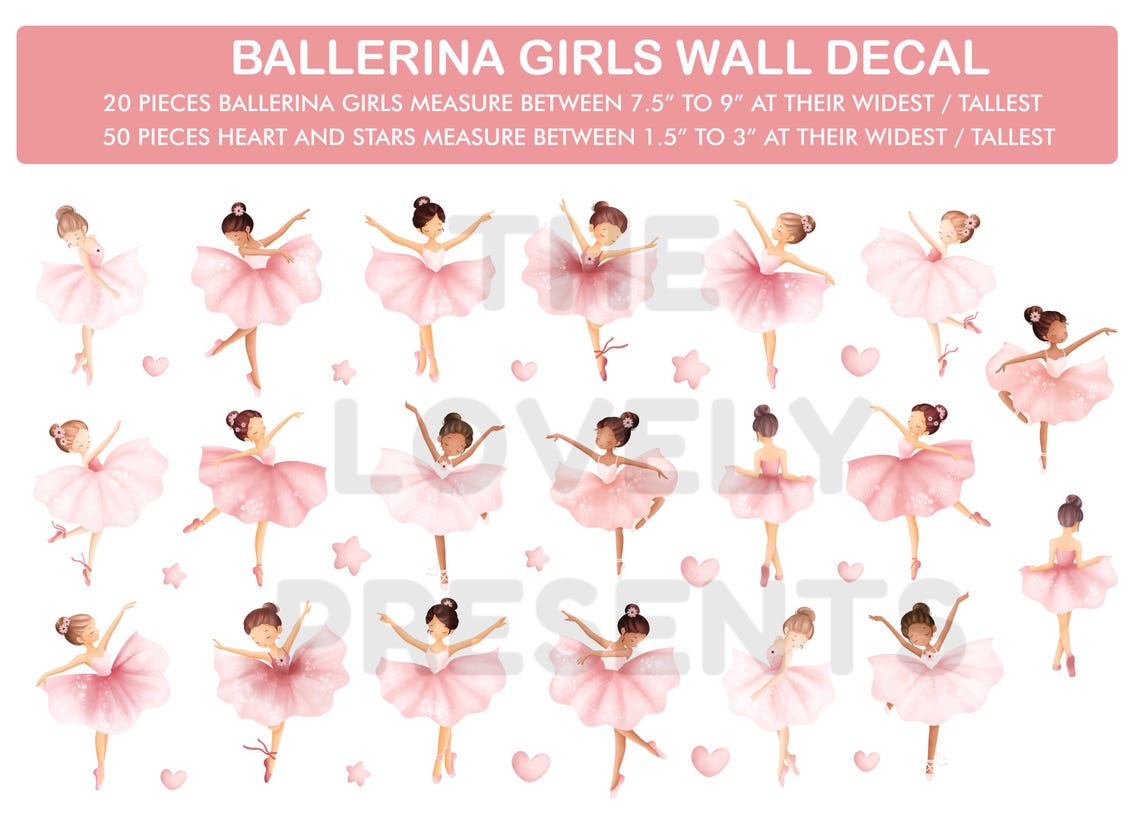 Watercolor Ballerina Girls Nursery Decal, Girl's Room Wall Decor, Home ...