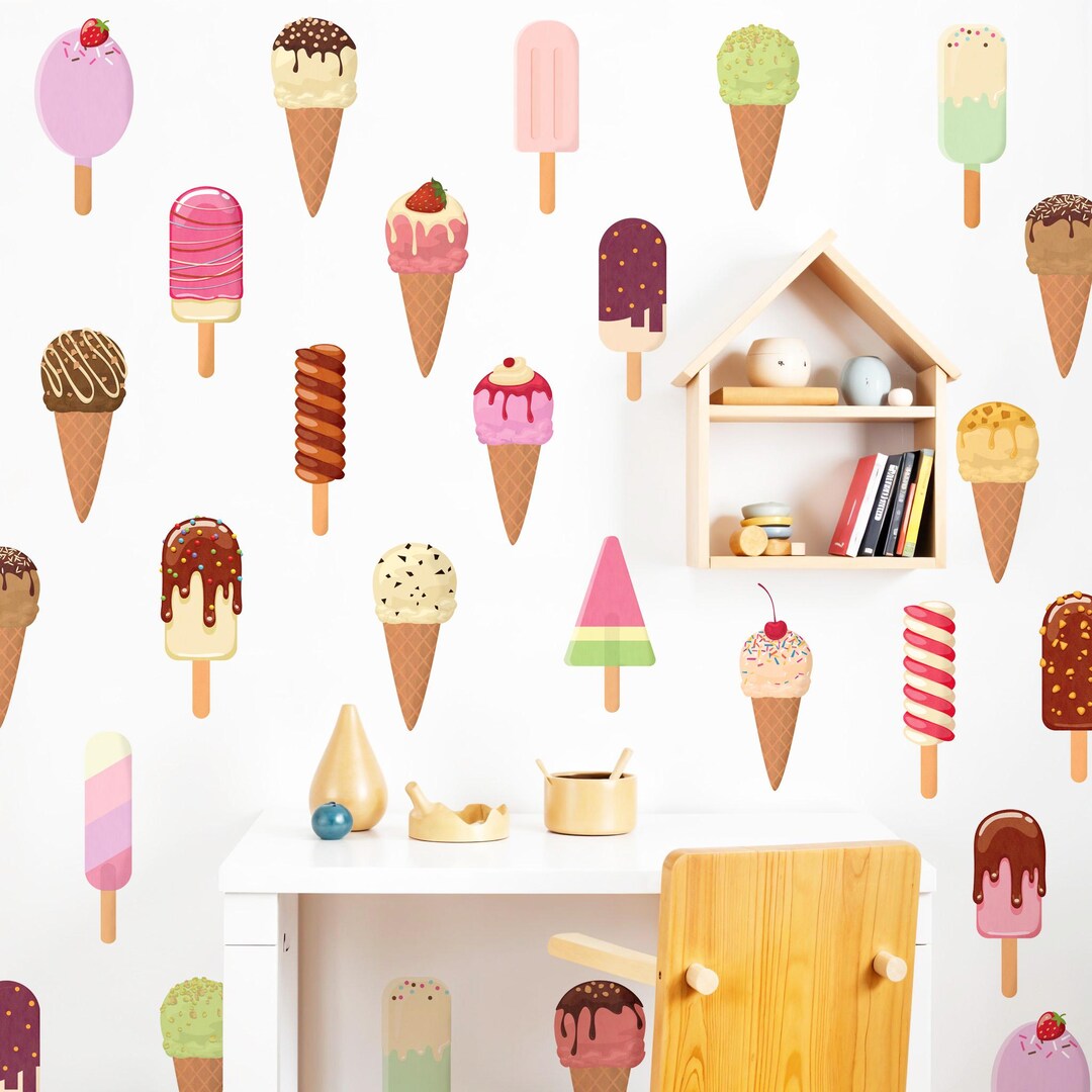 Ice Cream Wall Decals, Nursery Wall Decor, Ice Cream Wall Stickers ...