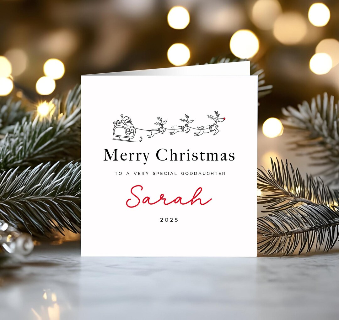 Personalised Goddaughter Christmas Card | Minimalistic Christmas Card ...