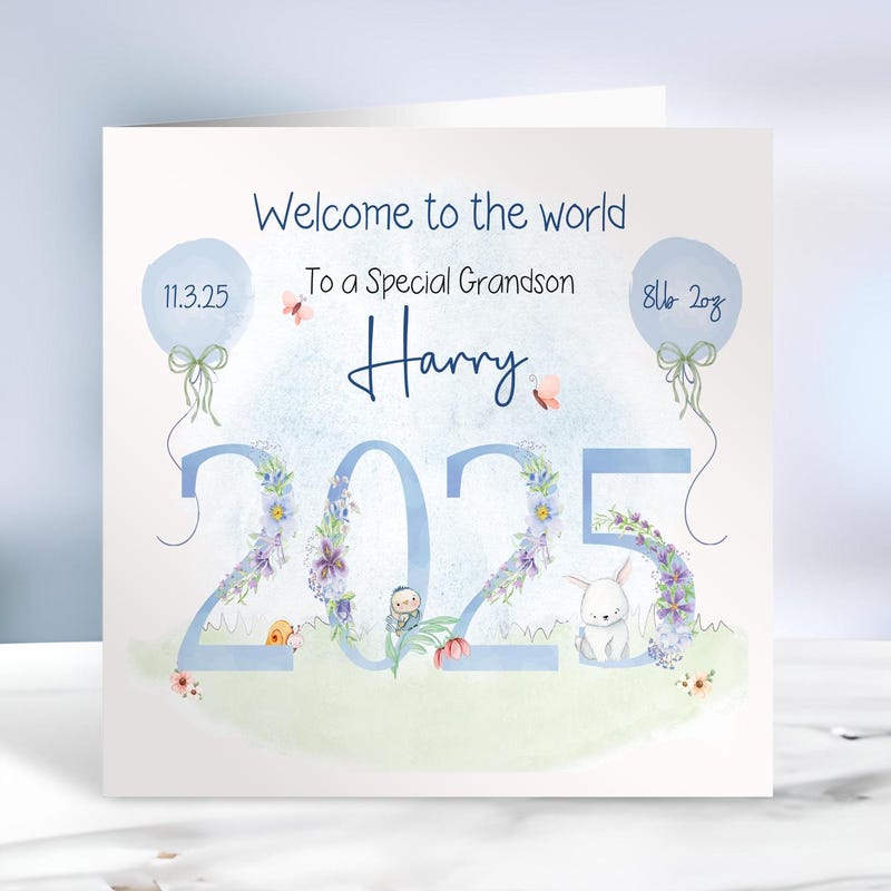 Congratulations Grandson Baby Card - Etsy UK