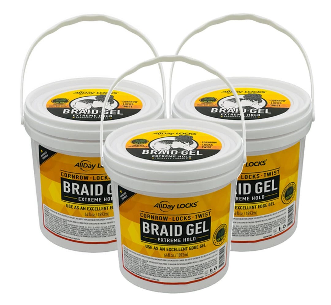 All Day Locks Braid Gel [3 JAR] 64 Oz Gel Knotless Braids, Boho Braids ...