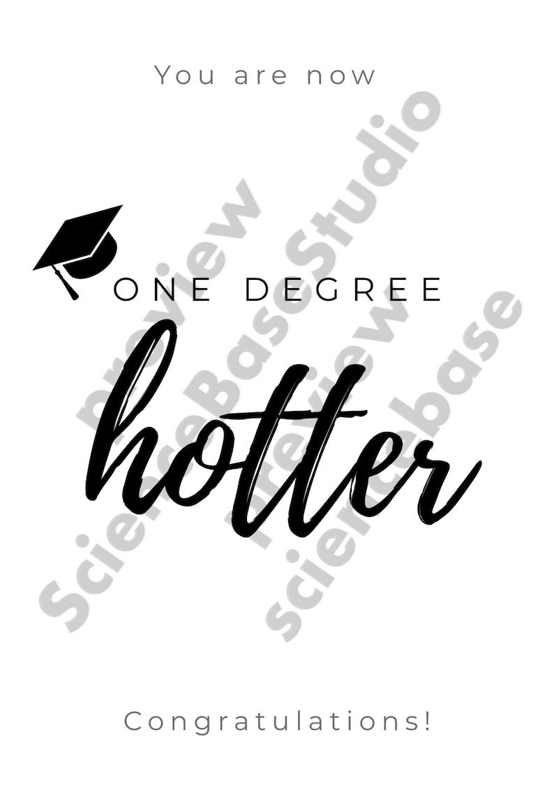 One Degree Hotter Graduation Card. Funny Science Card. Instant Digital ...