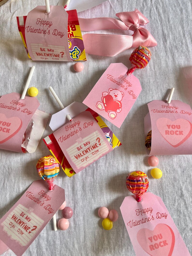Printable Sweet Valentine's Day Lollipop Tags Template, Kids Valentines ...