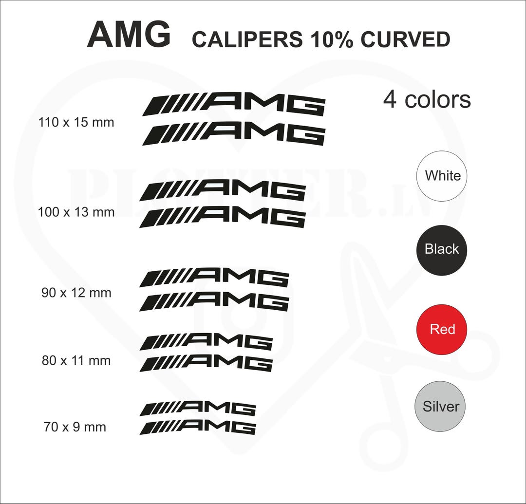10 X AMG Mercedes Brake Caliper Decal Stickers Curved - Etsy