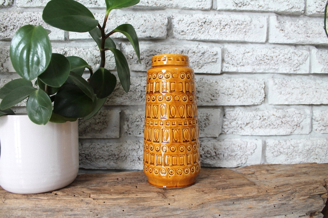 Scheurich West Germany Vase Brown Pottery 260-22 INKA Pattern - Etsy