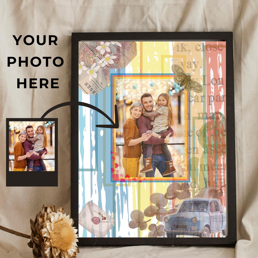 Personalized Retro Design Collage Poster, Custom Romantic Wall Art ...