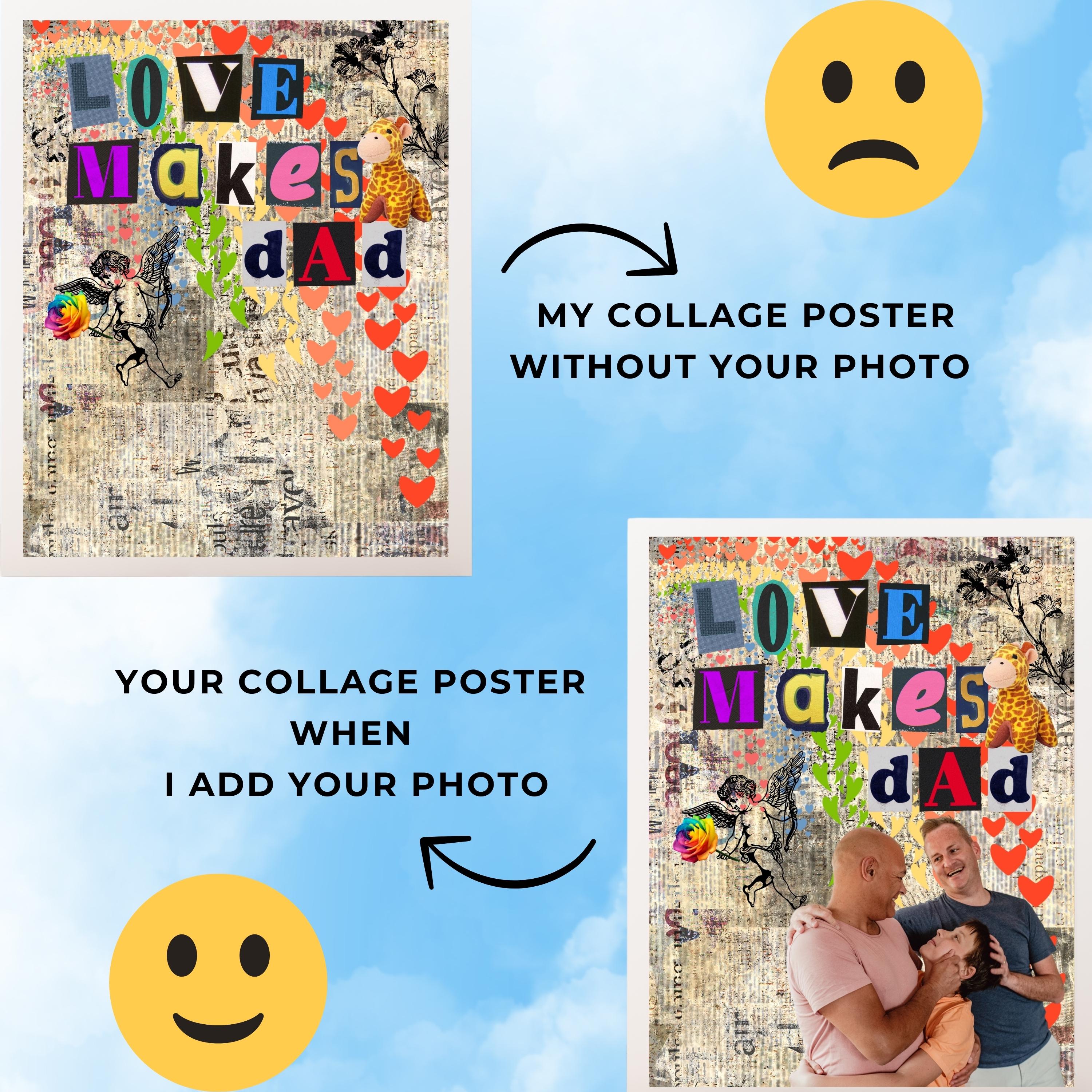 Gay Couple Father’s Day Poster, Custom Colorful LGBTQ Family Print ...