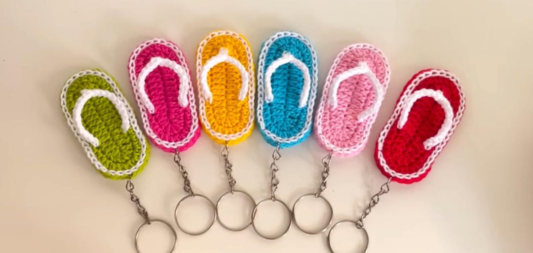 Handmade Crochet Flip Flop Keychains - Etsy