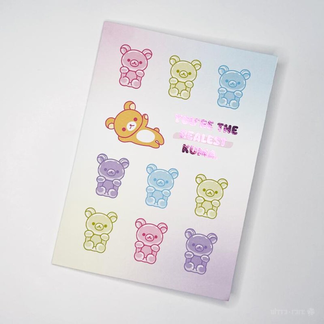 Rilakkuma San-x "realest Kuma" Foil Print Greeting Card W/ Self Seal ...
