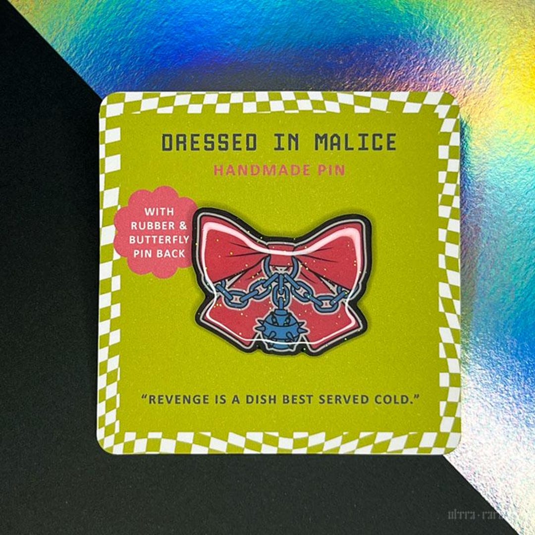 Pink Bow Ribbon Meteor Hammer Chain Flail Spike Ball Handmade Lapel ...