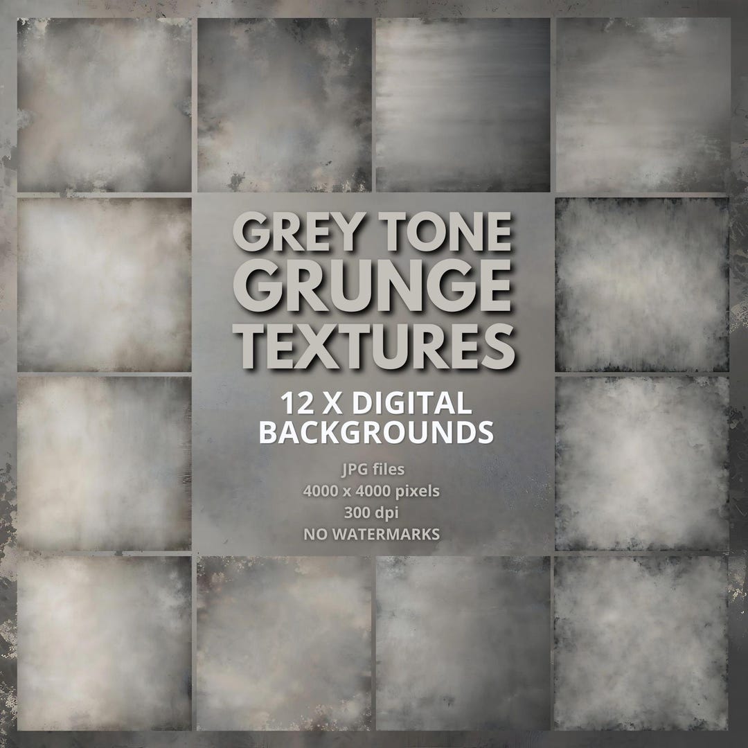 Variety Pack of 12 Grey Grunge Textures - Instant Download Backgrounds - Etsy