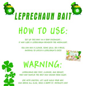 Leprechaun Bait Letter Printable · St Patrick's Day Bait Kids Preschool ...