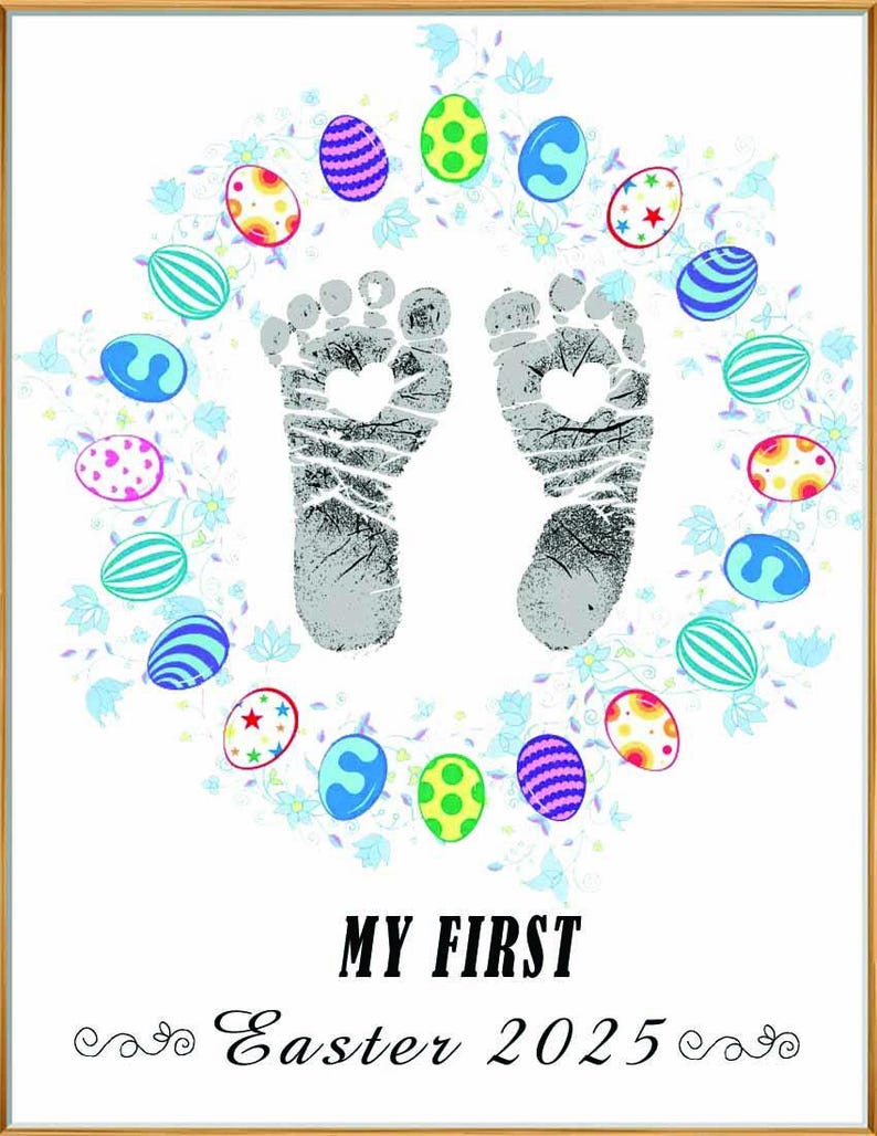 Easter Handprint Art Footprint Easter Wreath Spring Floral DIY Gift ...