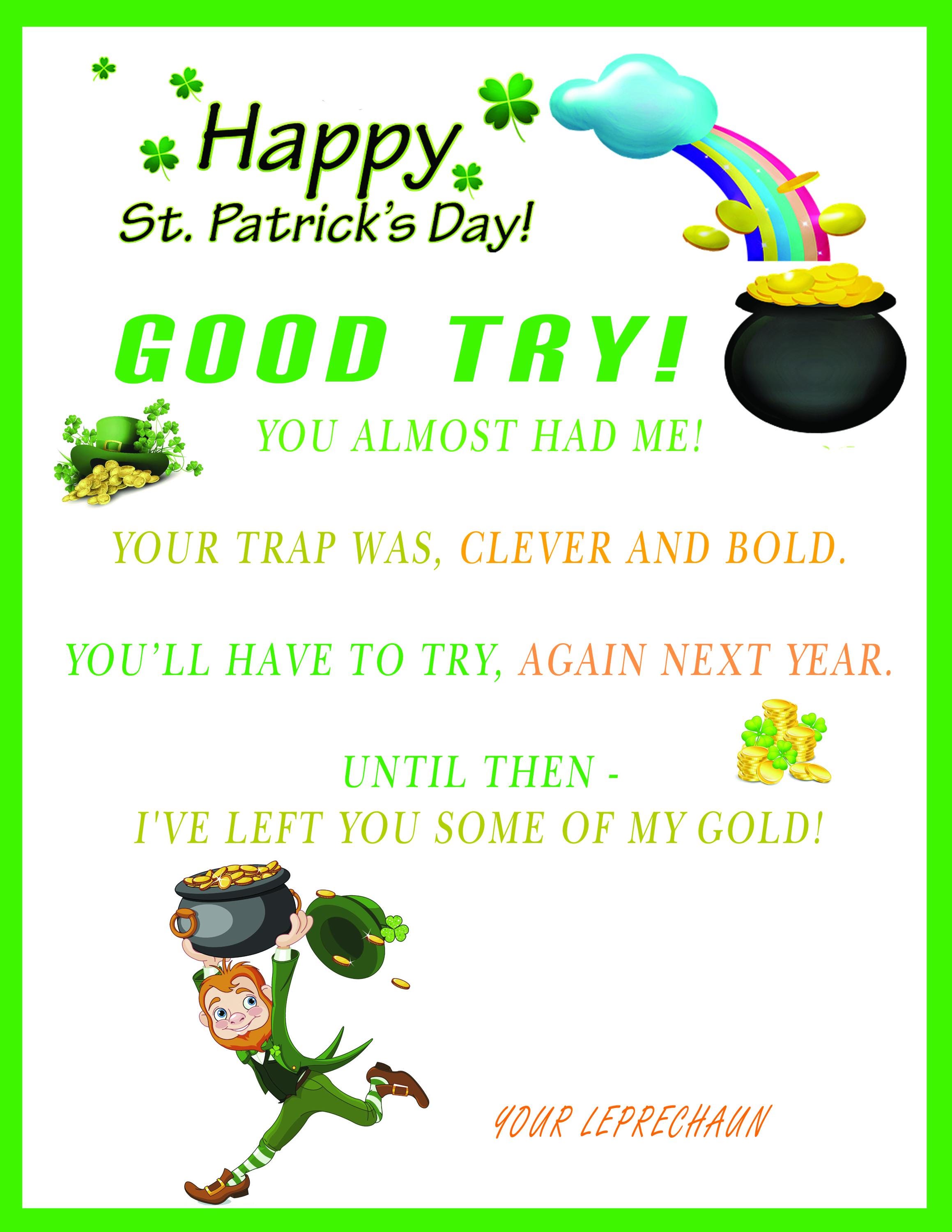 St Patricks Day Kids Printable, Leprechaun Letter Printable, Leprechaun ...