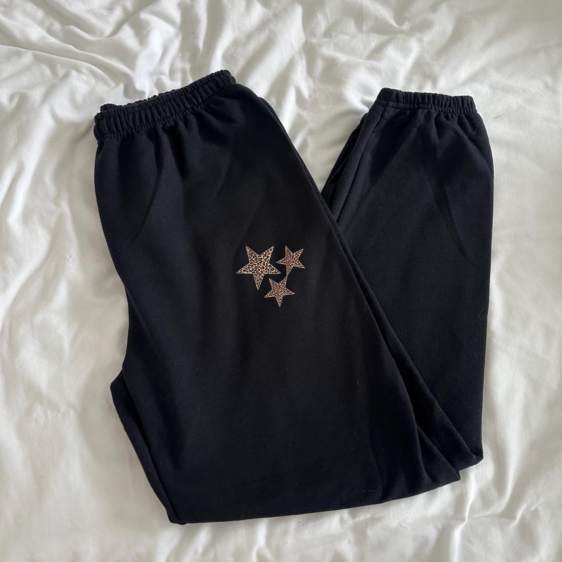 Leopard Print Star Sweatpants: Black Unisex Joggers - Etsy