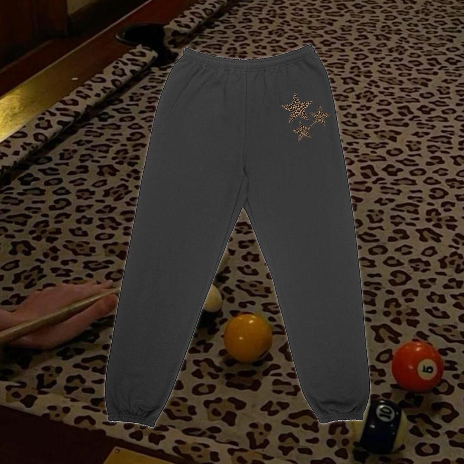 Leopard Print Star Sweatpants: Black Unisex Joggers - Etsy