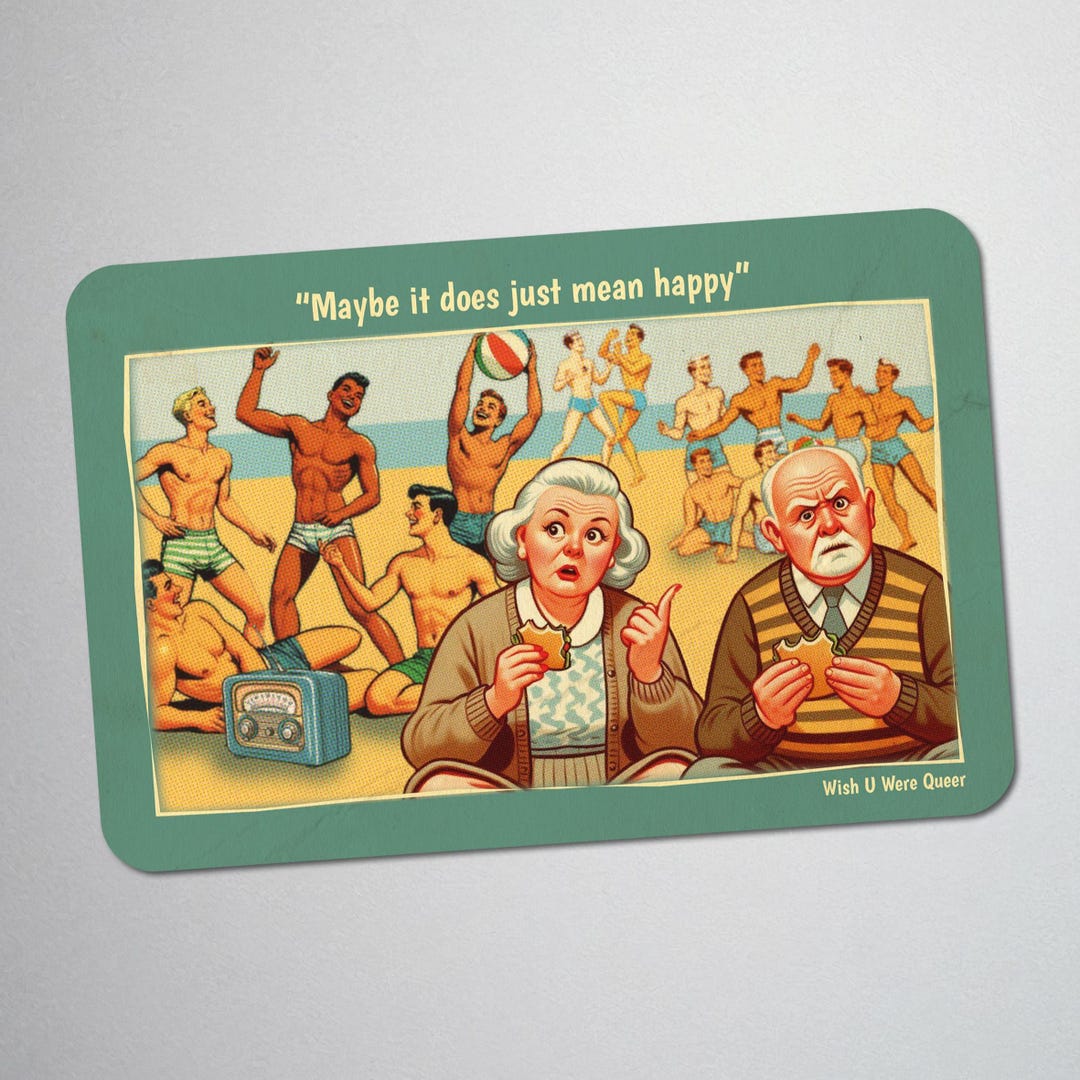 Postcard Magnet, Retro Gay Humour: Gay as in Happy - Etsy UK