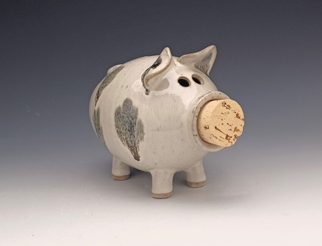 Ceramic Piggy Bank - White With Black Spots - Made to Order - Etsy