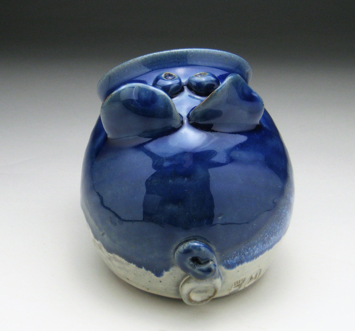 Ceramic Salt Pig Pig Jar Candy Dish Blue and White | Etsy