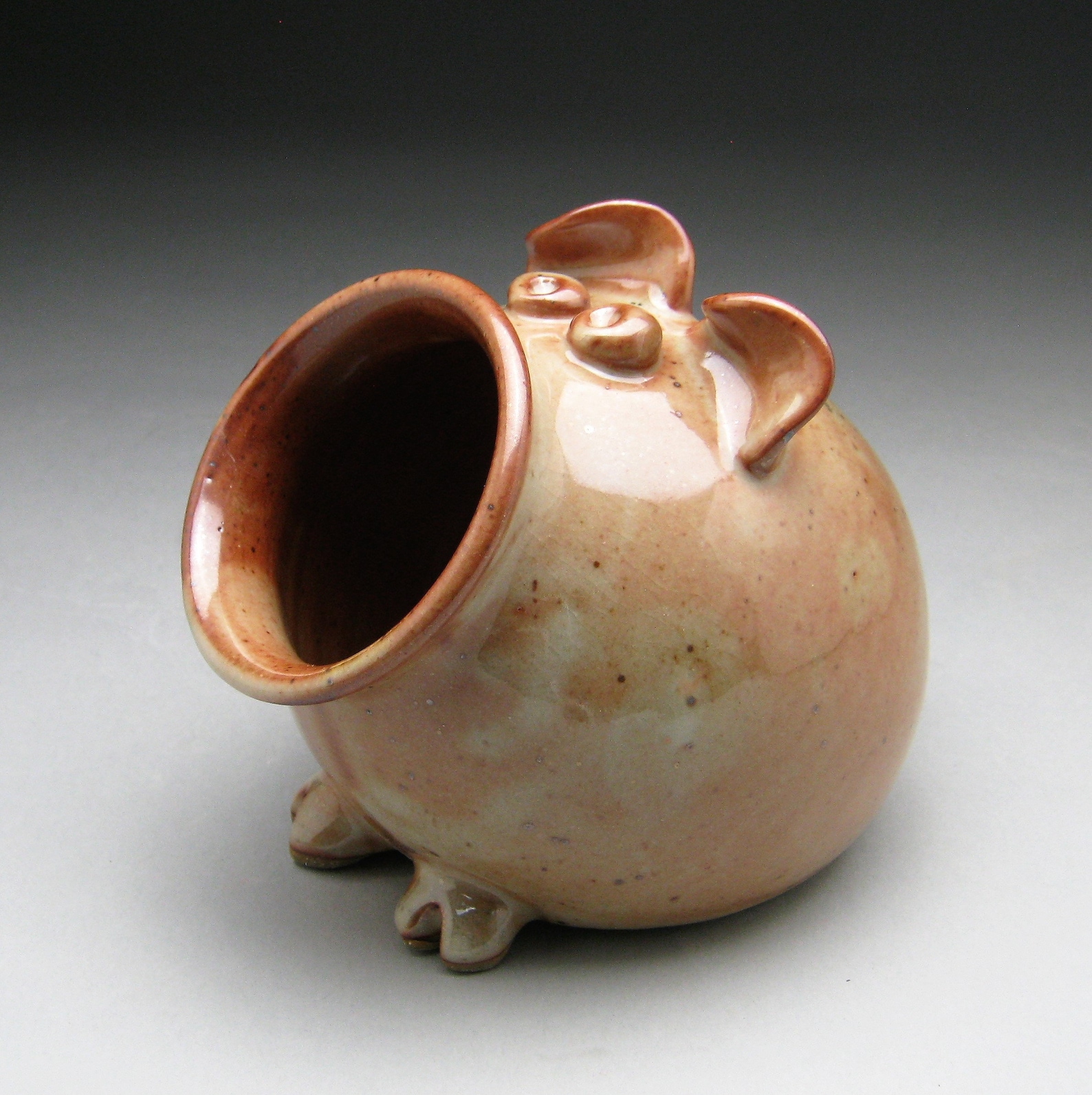 Ceramic Salt Pig Pig Jar Salt Cellar Copper Shino Glaze | Etsy