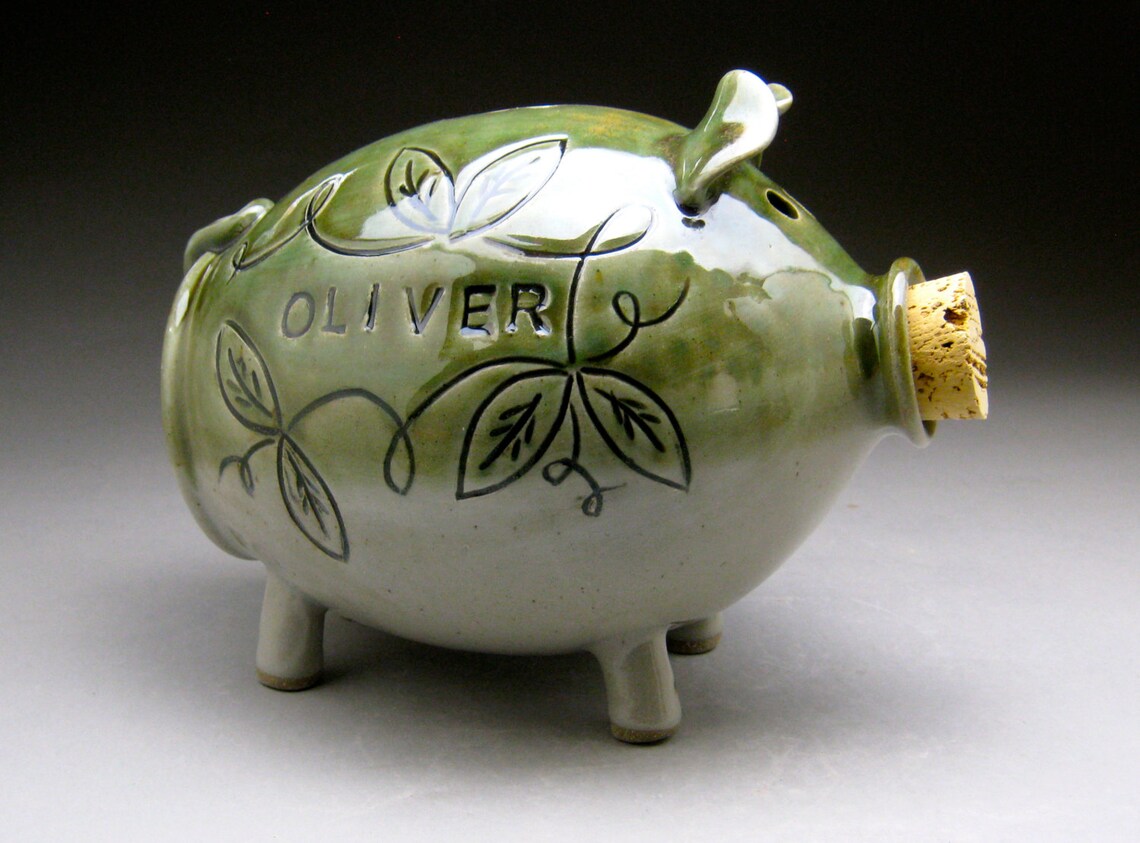 Large Ceramic Piggy Bank Personalized | Etsy