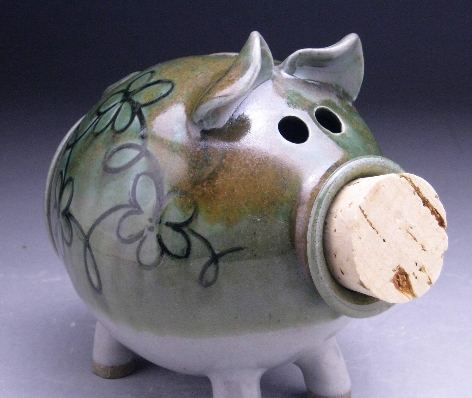 Ceramic Piggy Bank With Whimsical Flower Design Made to | Etsy