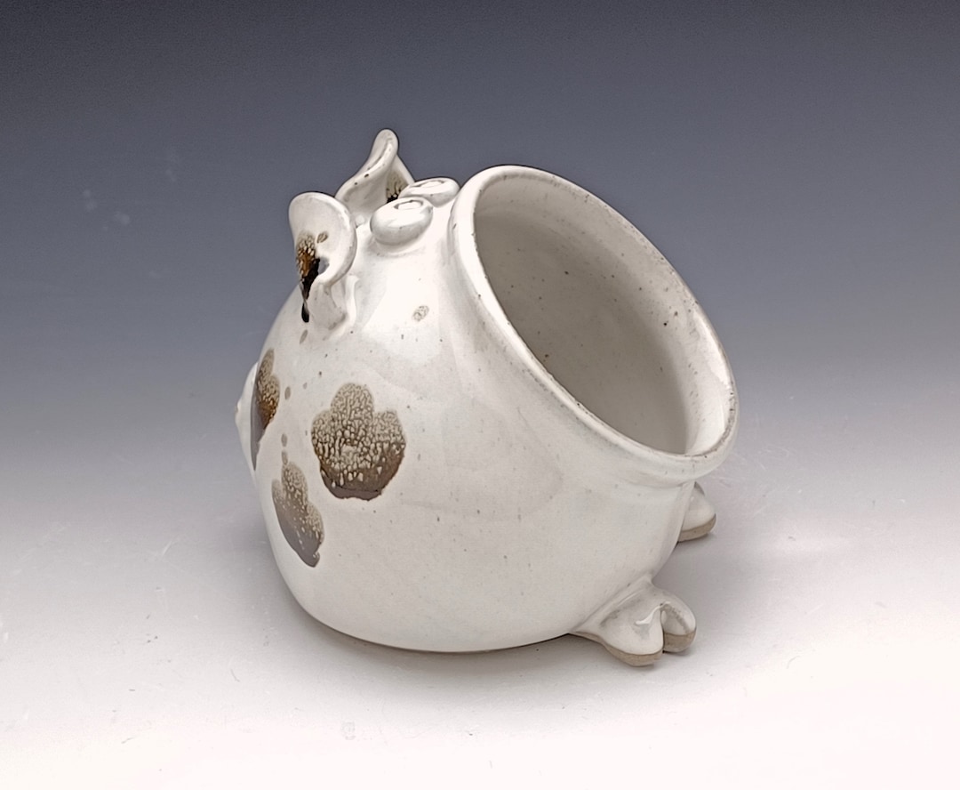 Ceramic Salt Pig Pig Jar Salt Cellar White With Black Spots Ready to ...