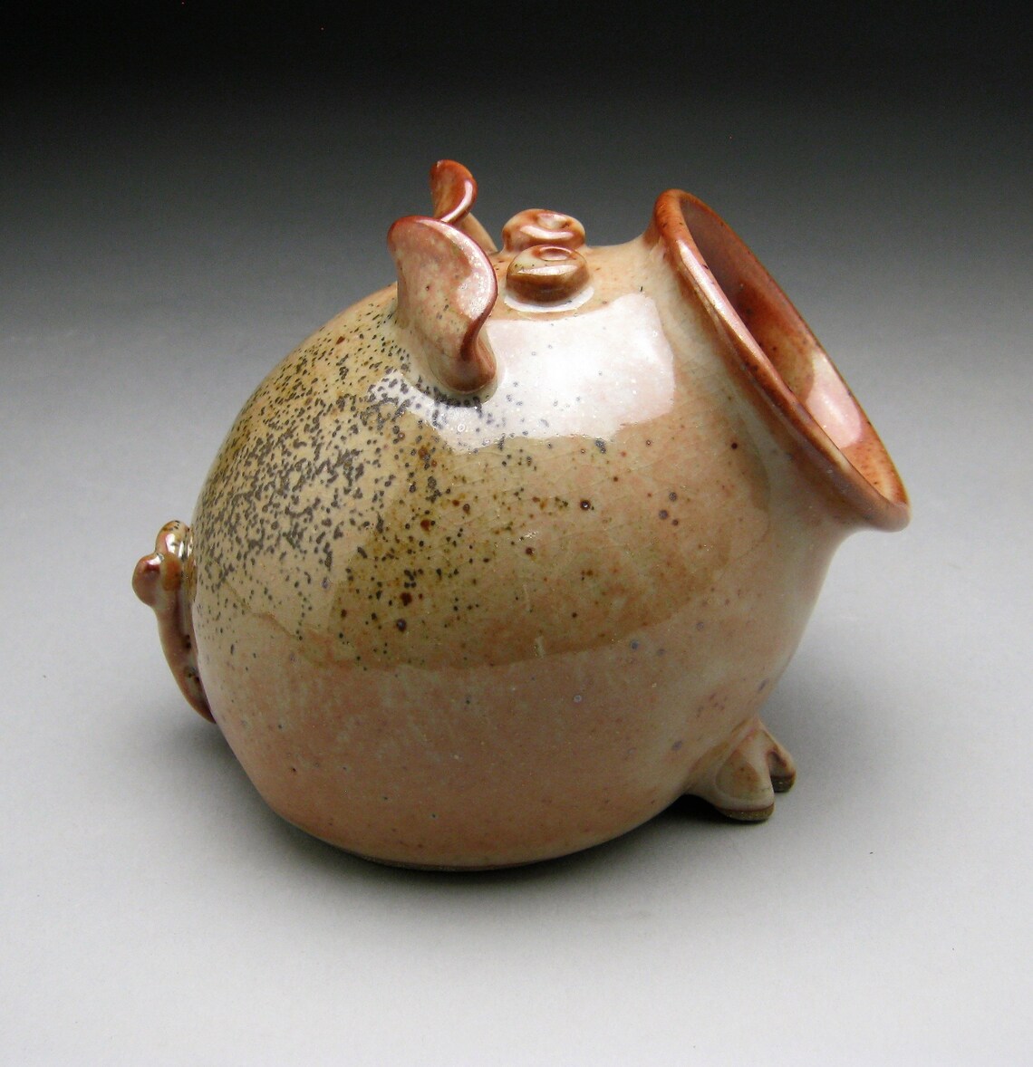 Ceramic Salt Pig Pig Jar Salt Cellar Copper Shino Glaze | Etsy