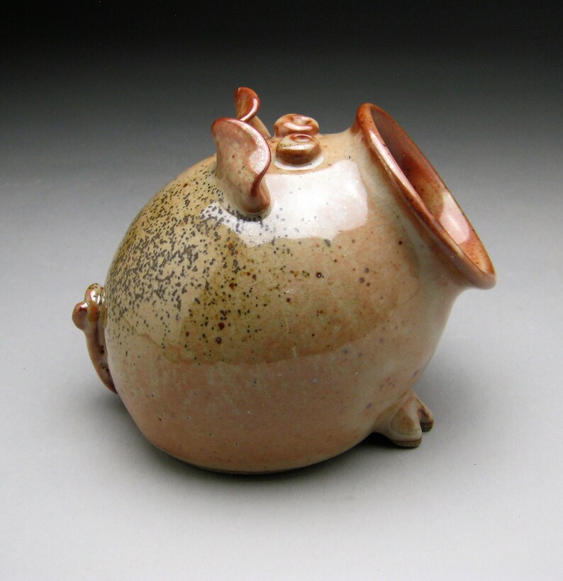 Ceramic Salt Pig Pig Jar Salt Cellar Copper Shino Glaze | Etsy