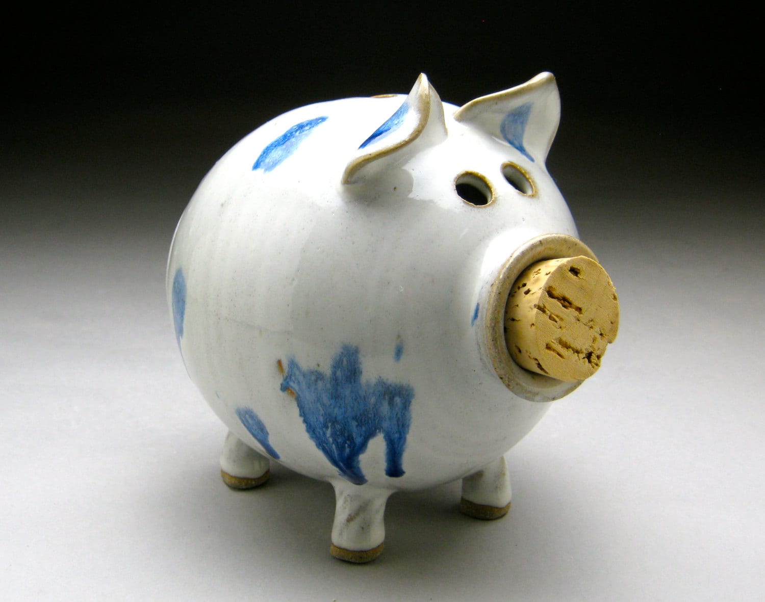 Handmade Piggy Bank White With Blue Spots Made to Order - Etsy