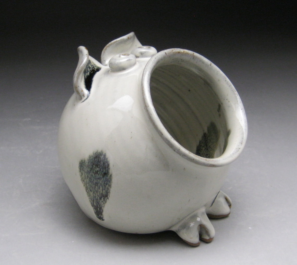 Ceramic Salt Pig Pig Jar Salt Cellar White With Black - Etsy Australia