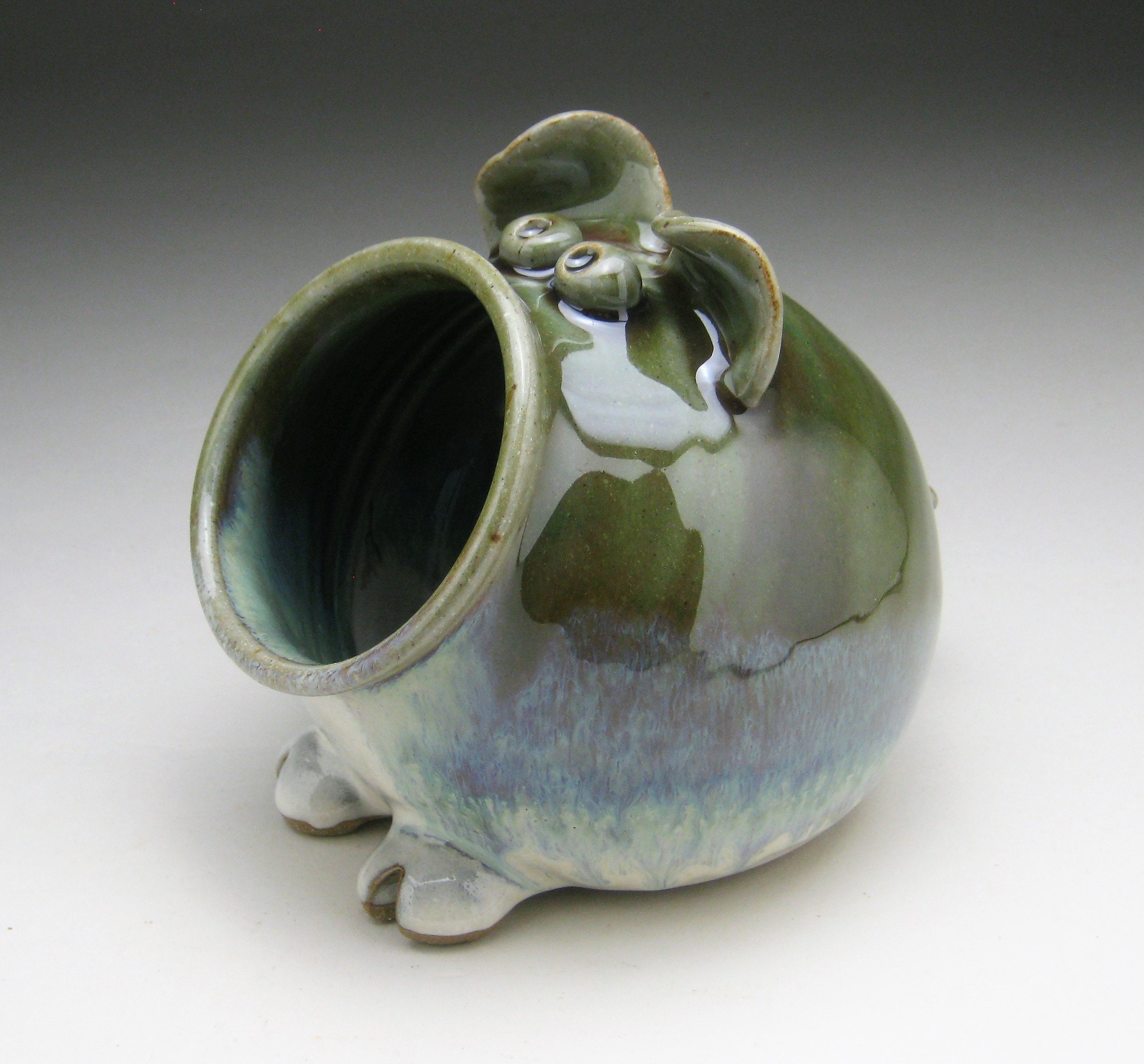 Salt Pig Pig Jar Candy Dish Green and White Made to - Etsy Australia