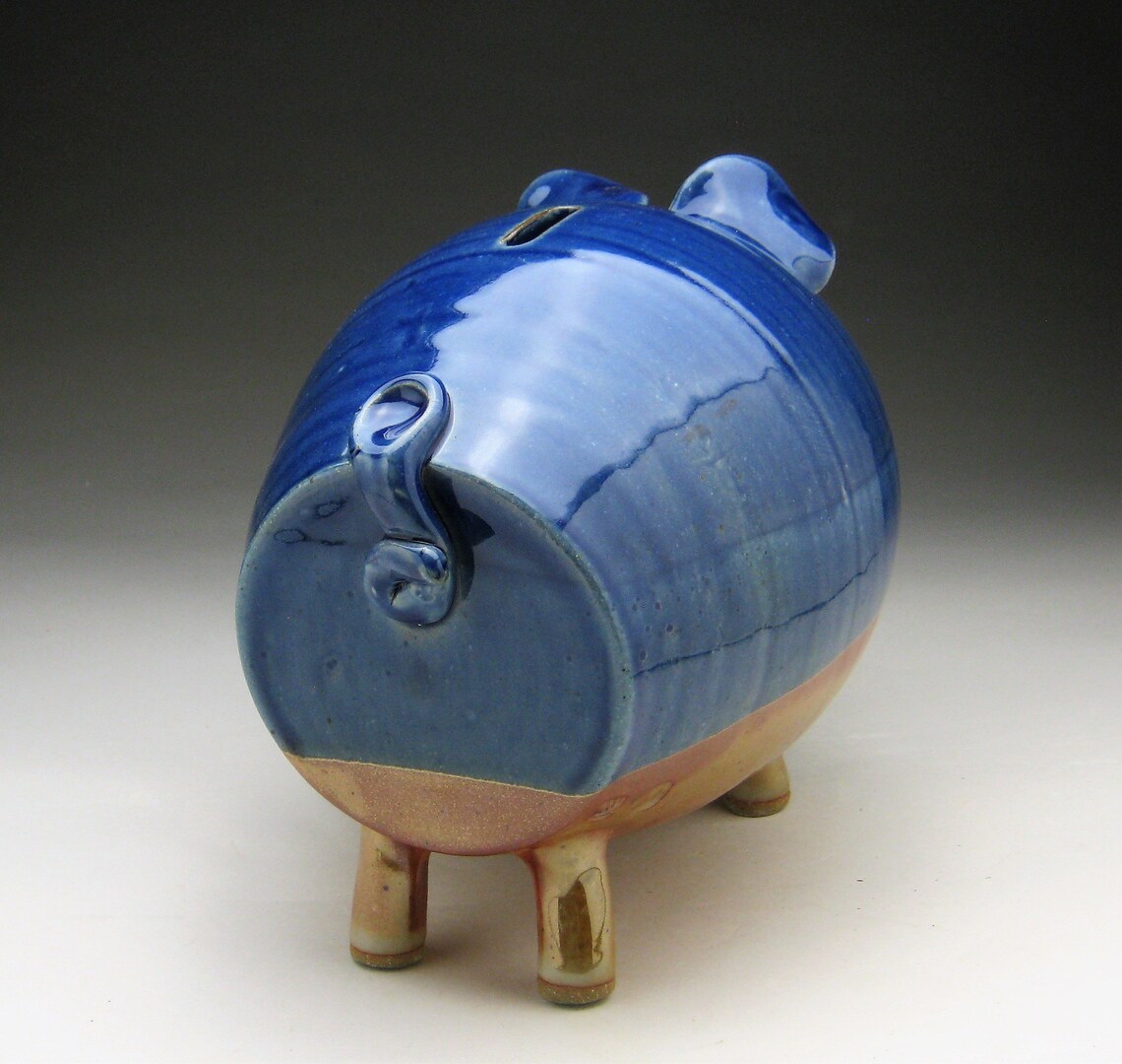 Large Ceramic Piggy Bank - Blue and Copper - Made to Order - Etsy