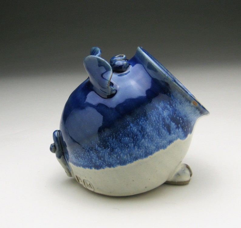 Ceramic Salt Pig Pig Jar Candy Dish Blue and White | Etsy