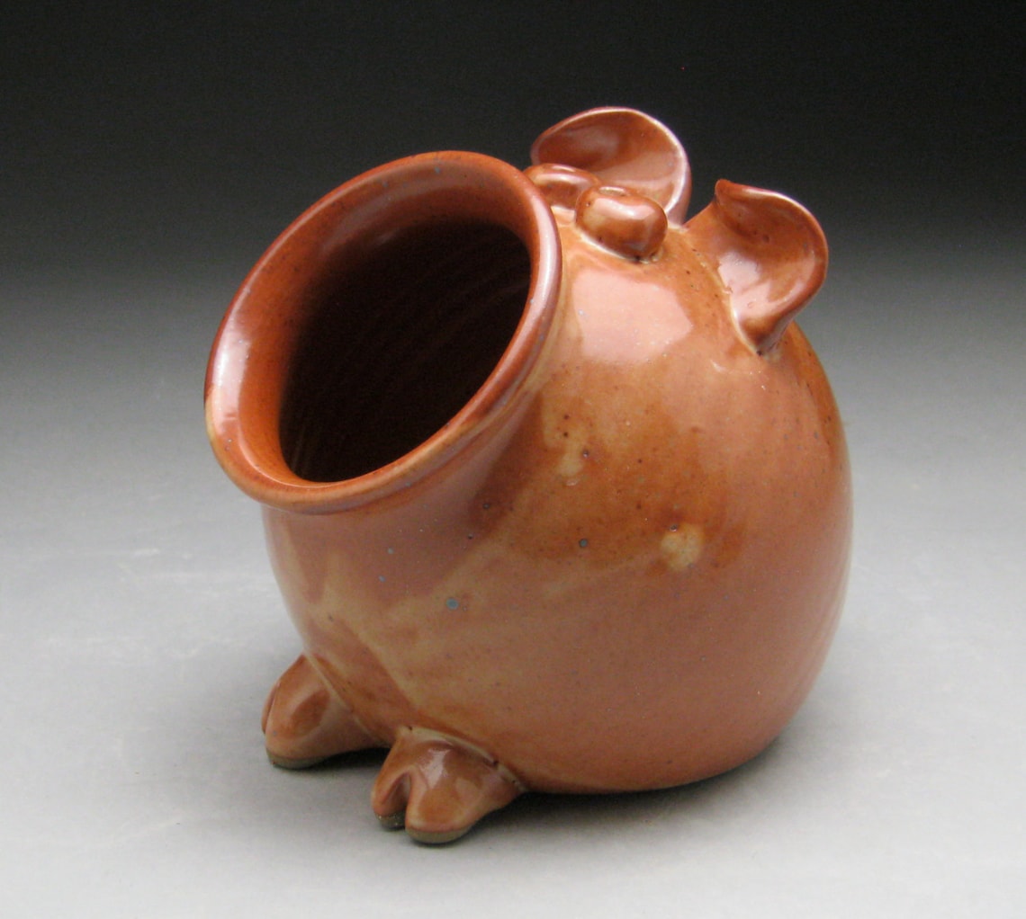 Ceramic Salt Pig Pig Jar Salt Cellar Copper Shino Glaze | Etsy