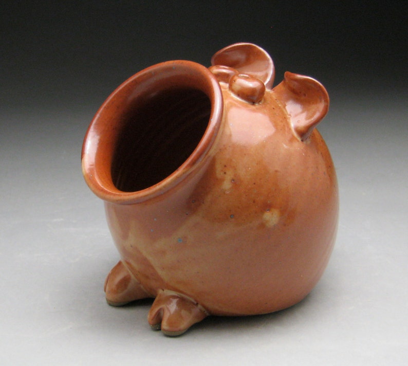 Ceramic Salt Pig Pig Jar Salt Cellar Copper Shino Glaze | Etsy