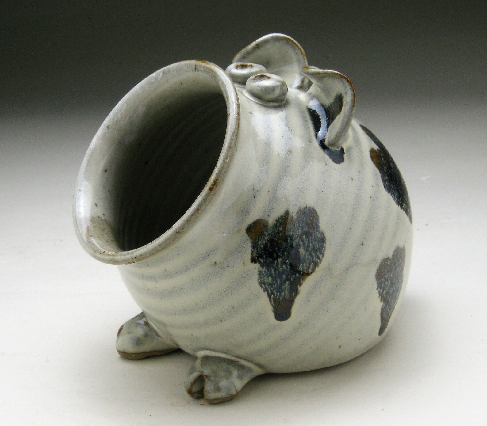 Ceramic Salt Pig Pig Jar Salt Cellar White With Black Spots Made to ...