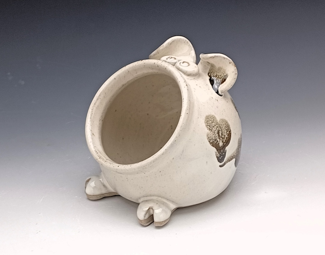 Ceramic Salt Pig - Pig Jar - Salt Cellar - White With Black Spots ...