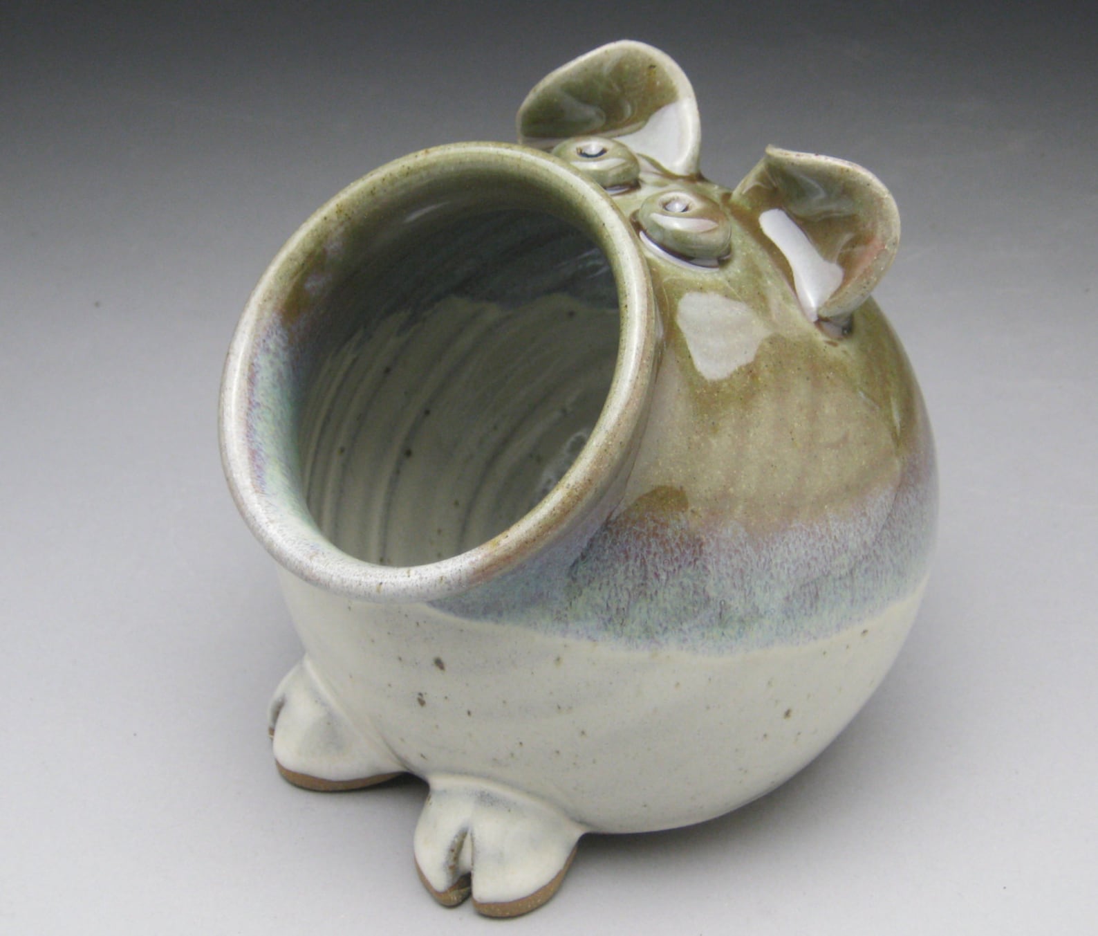 Salt Pig Pig Jar Candy Dish Green and White Made to - Etsy UK