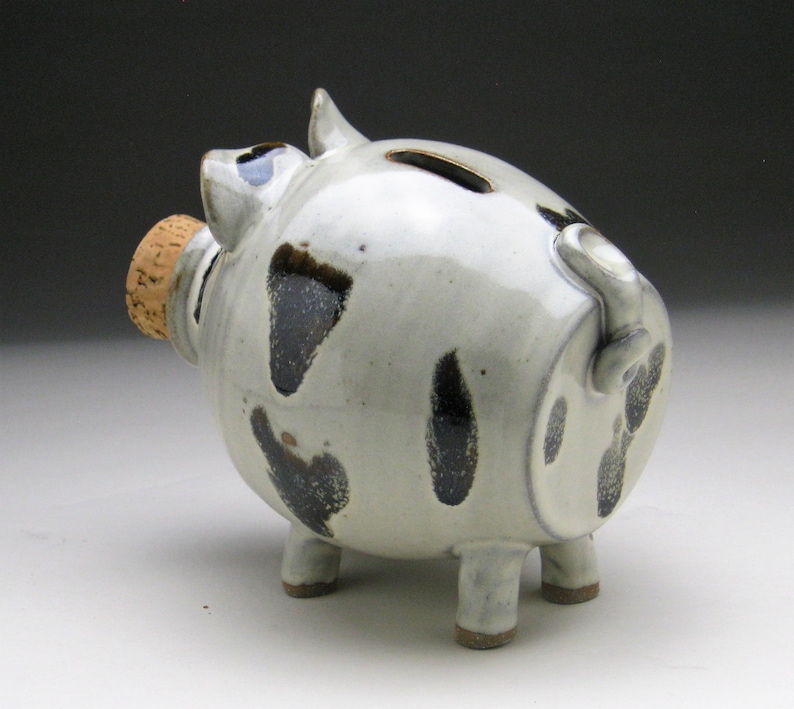 Ceramic Piggy Bank - White With Black Spots - Made to Order - Etsy