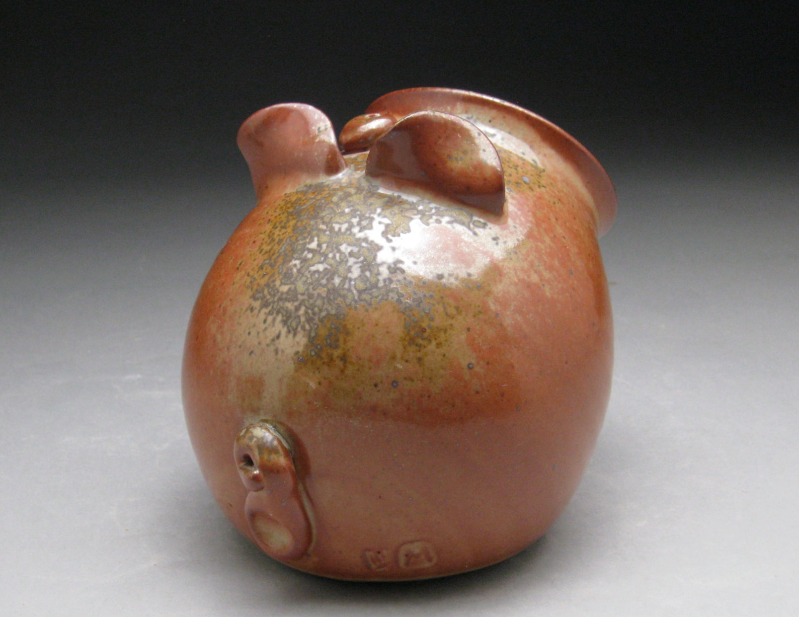 Ceramic Salt Pig Pig Jar Salt Cellar Copper Shino Glaze | Etsy