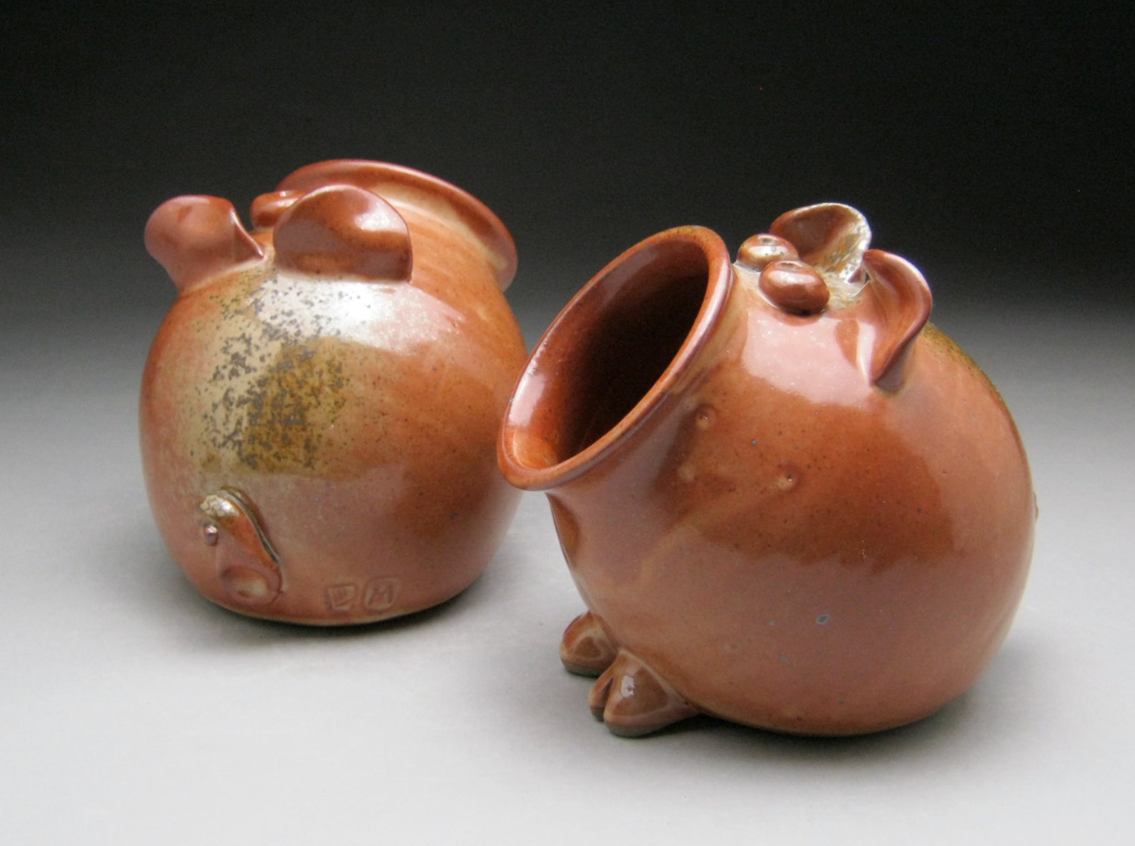 Ceramic Salt Pig Pig Jar Salt Cellar Copper Shino Glaze | Etsy