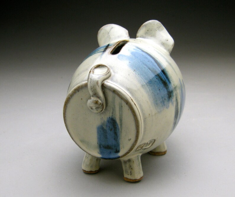 Handmade Piggy Bank White Blue Black | Etsy